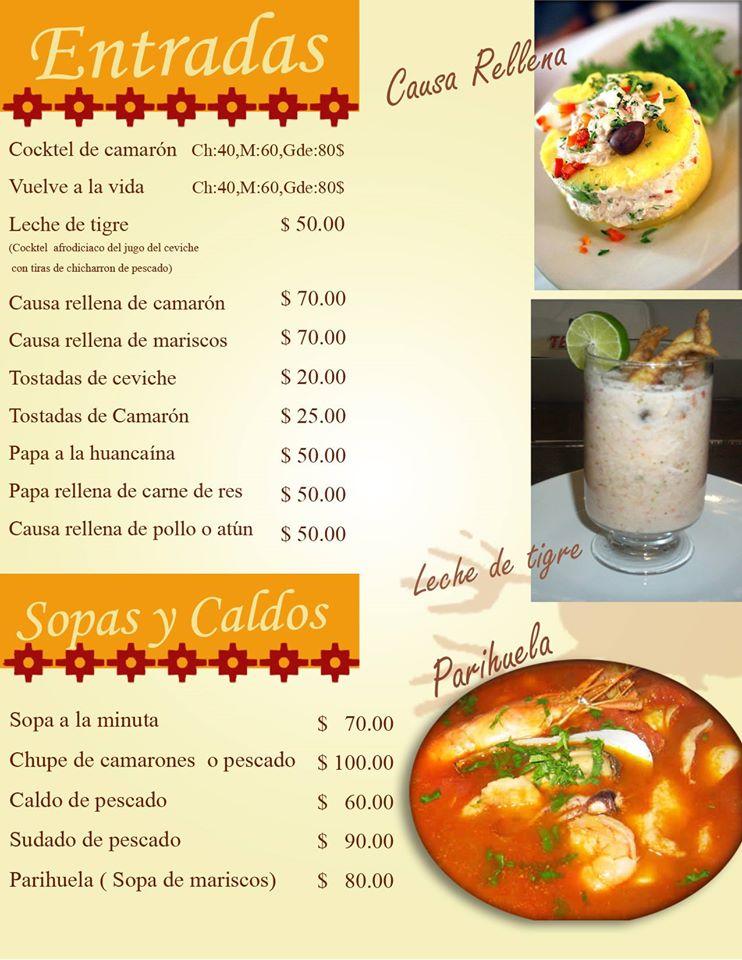 Carta de El Ají -Restaurante Peruano Monterrey, Monterrey