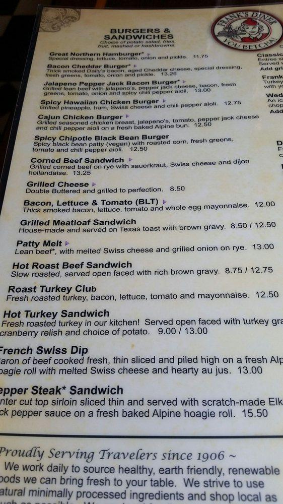 Menu at Frank's Diner - Downtown Spokane restaurant, Spokane, W 2nd Ave