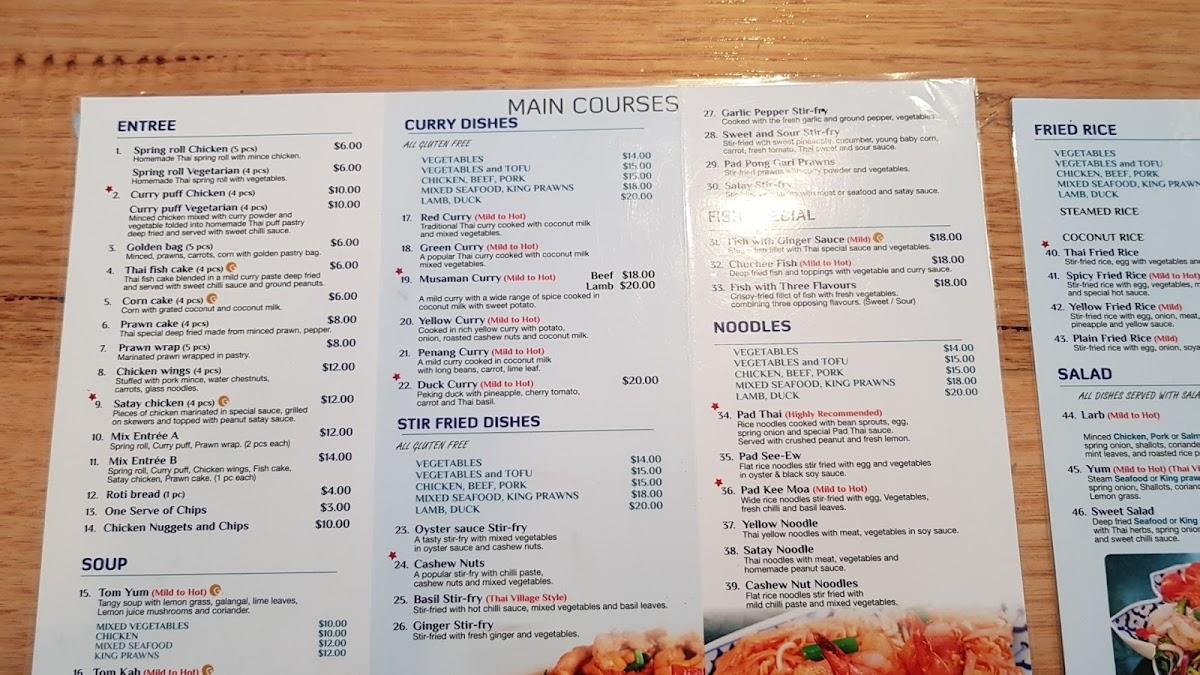 Menu at Little Thai House restaurant, Koroit