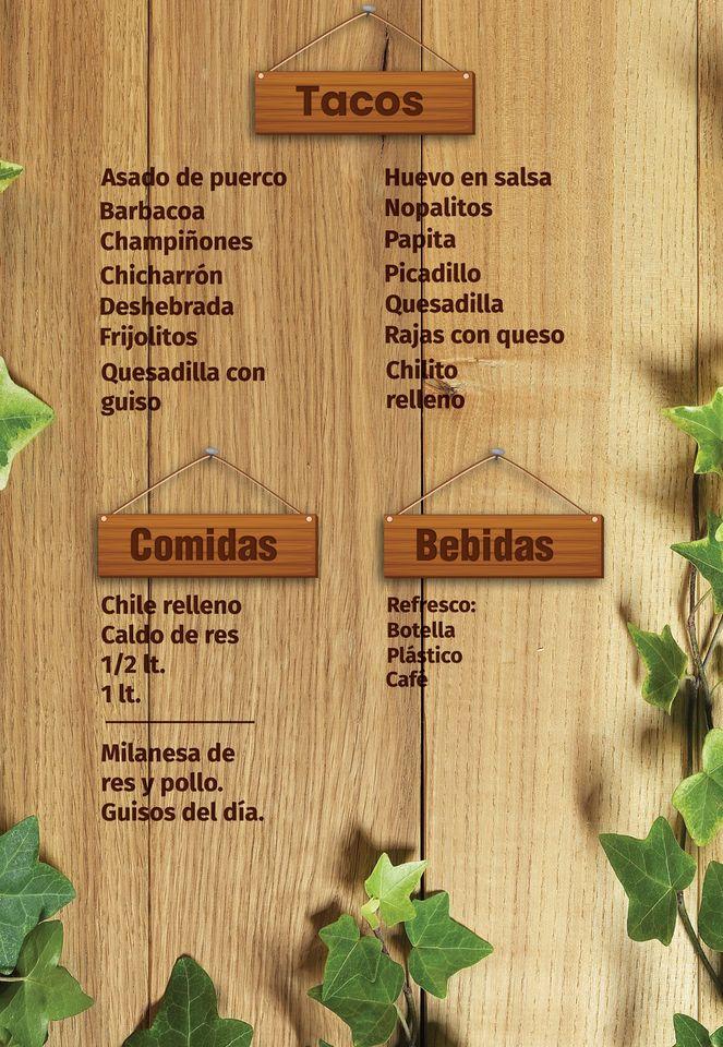 Menu at Mi Sazón restaurant, San Nicolás de los Garza