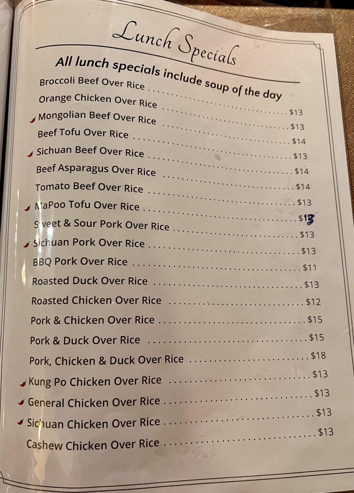 Menu at Midori Fine Asian Cuisine restaurant, Tracy