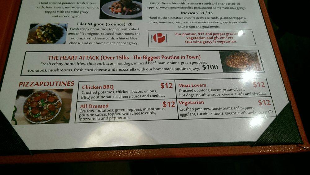 Menu at Poutineville restaurant, Québec City