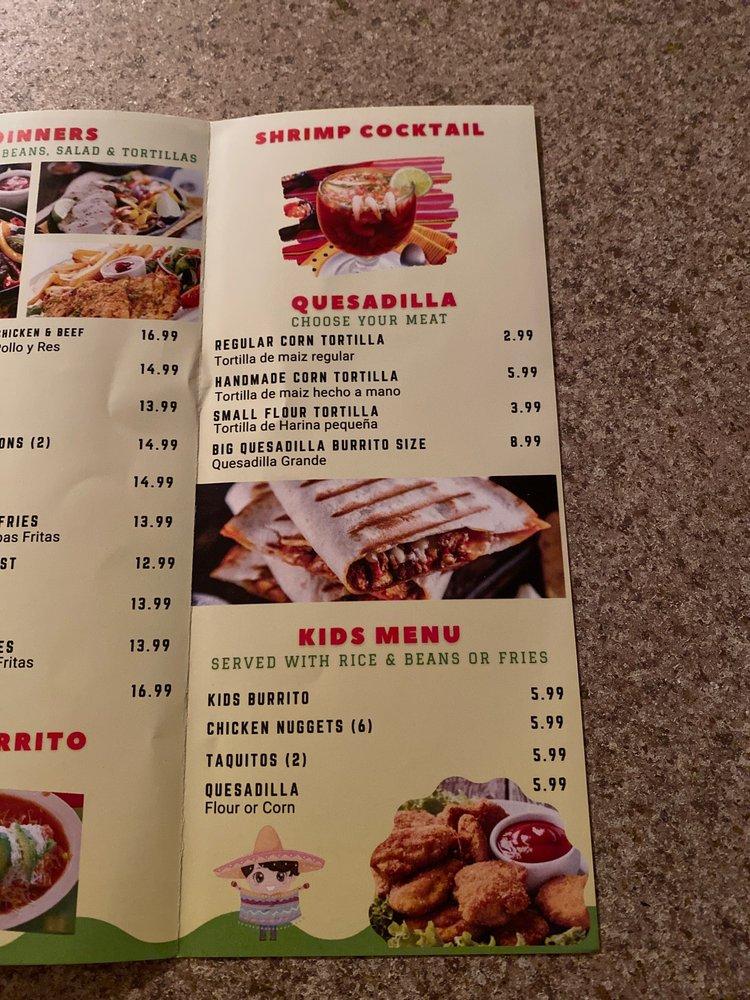 Menu at Taco Al Carbon restaurant, Royal Palm Beach