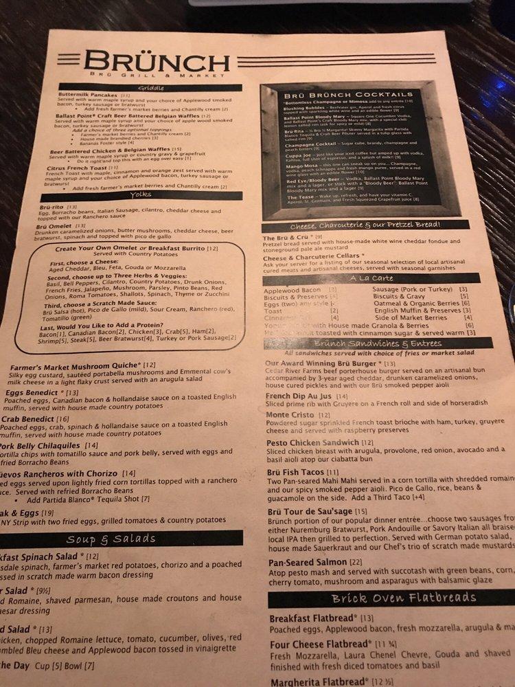Menu at Brü Grill & Market pub & bar, Lake Forest