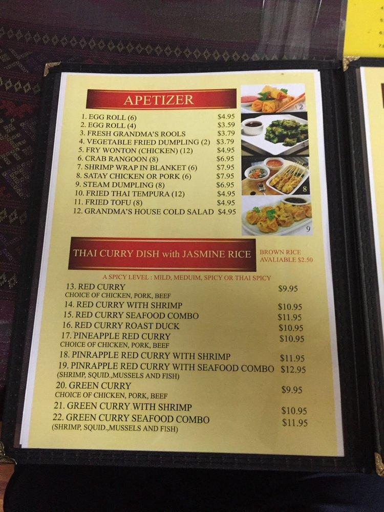 Menu at Grandma’s Thai Cuisine restaurant, Harker Heights