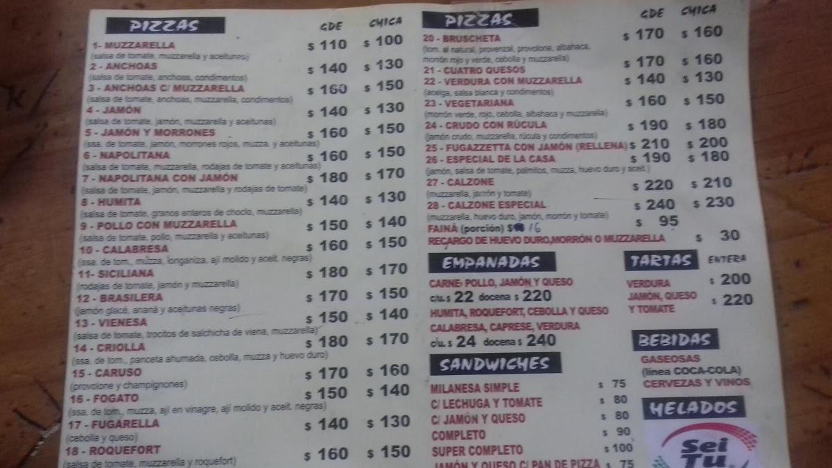 Carta del restaurante La Roca, San José