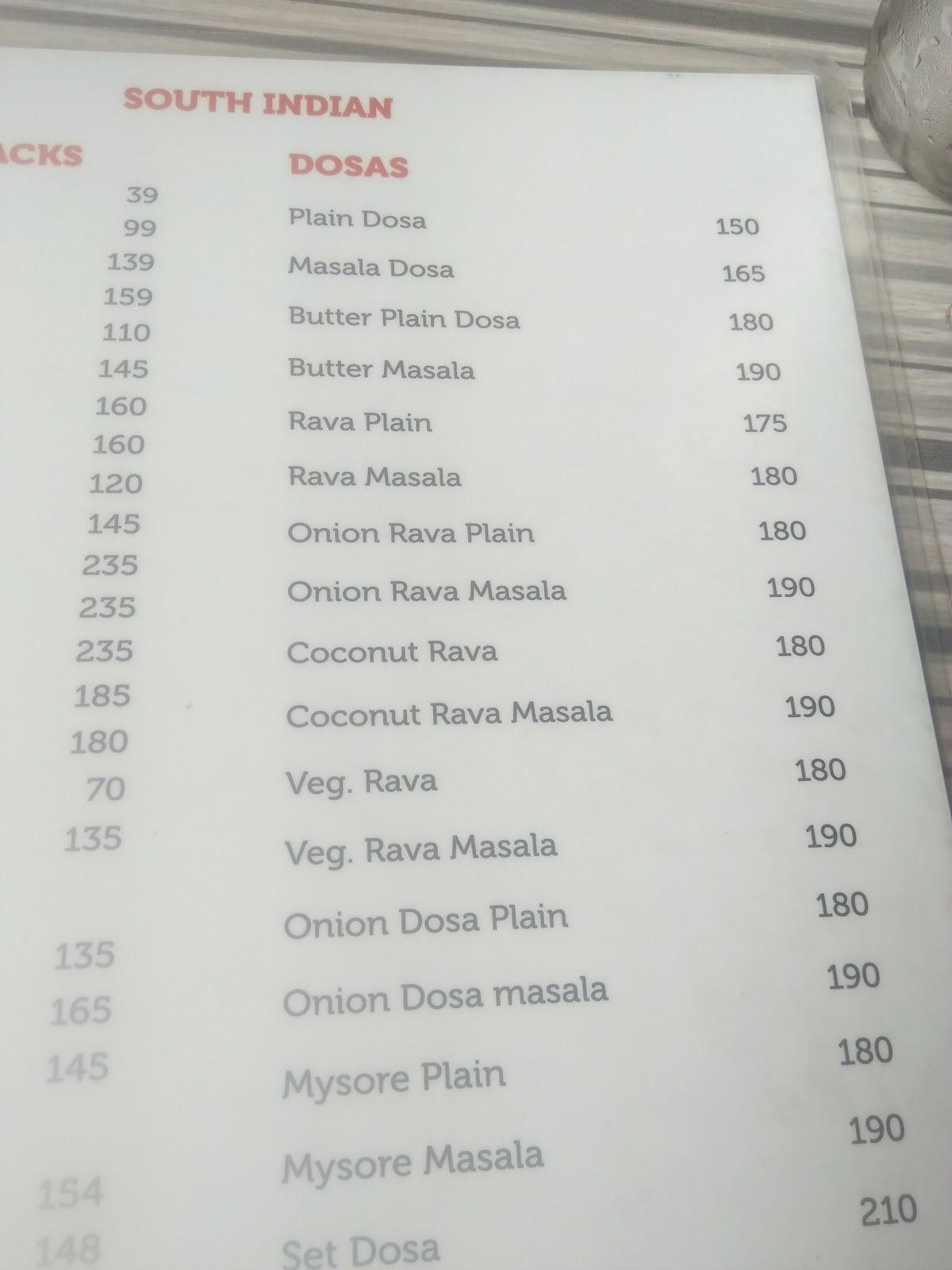 Menu at Sagar Ratna, Ambala, Jaggi City centre