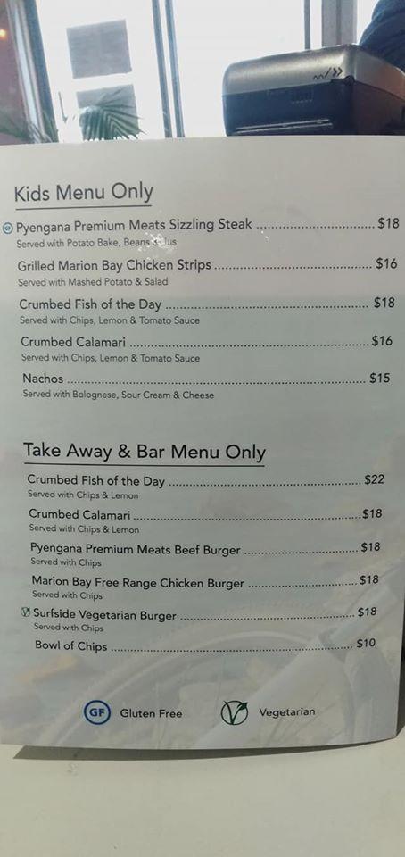 Menu at The Surfside Beaumaris - Beers, Burgers & Beds pub & bar, Beaumaris