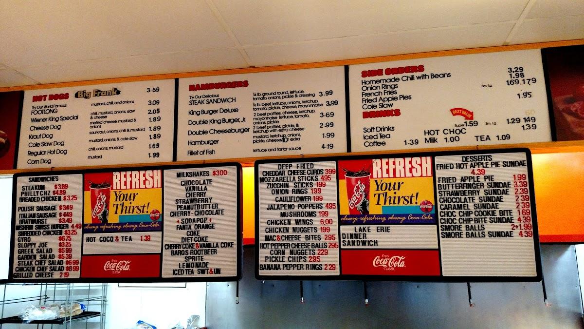 Menu at Wiener King restaurant, Mansfield