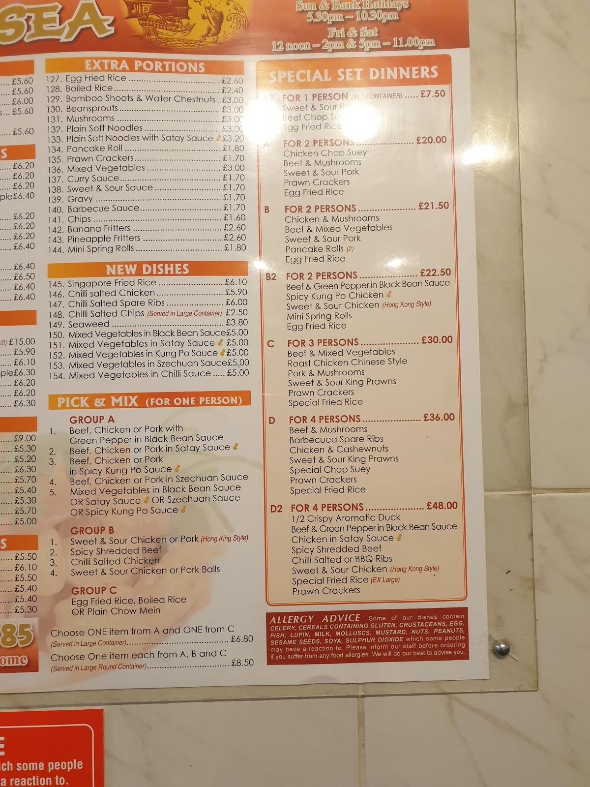 Menu at Golden Sea fast food, Greenleys, 7 Wolverton Rd