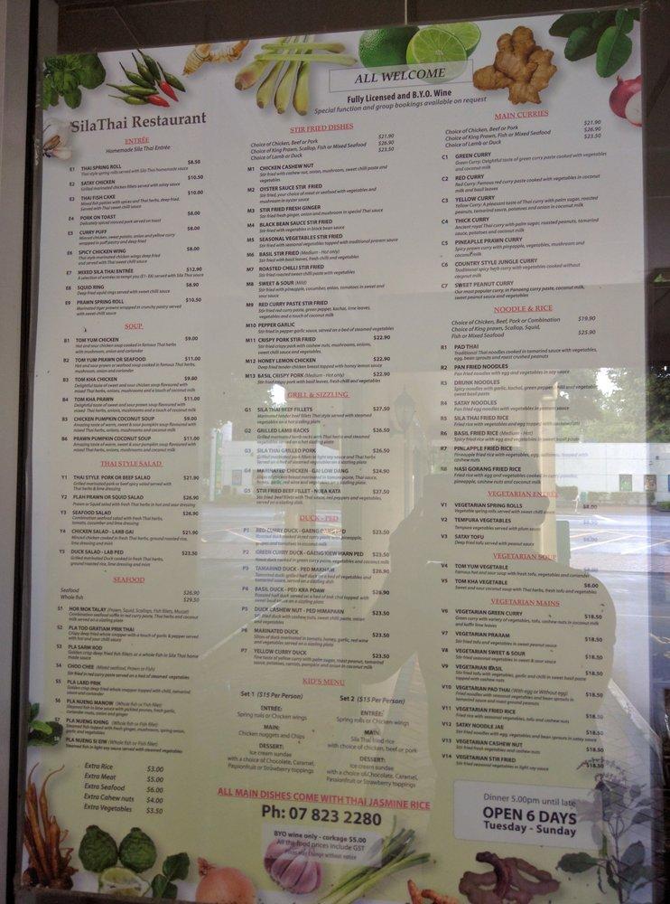 Menu at Sila Thai Restaurant, Cambridge