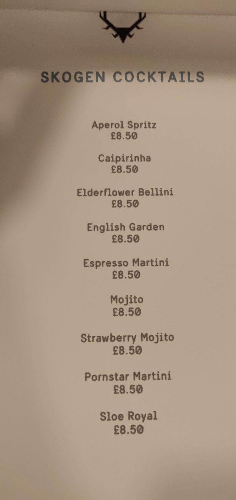 Menu at Skogen pub & bar, Solihull