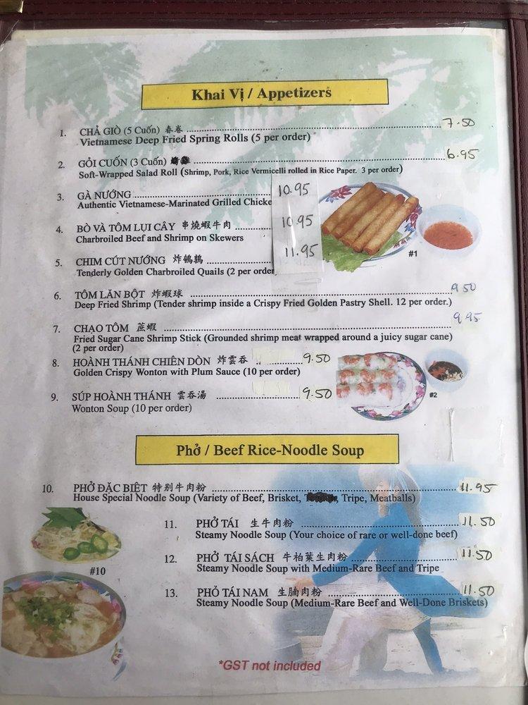Menu at Southview Vietnamese Village Restaurant Ltd, Calgary