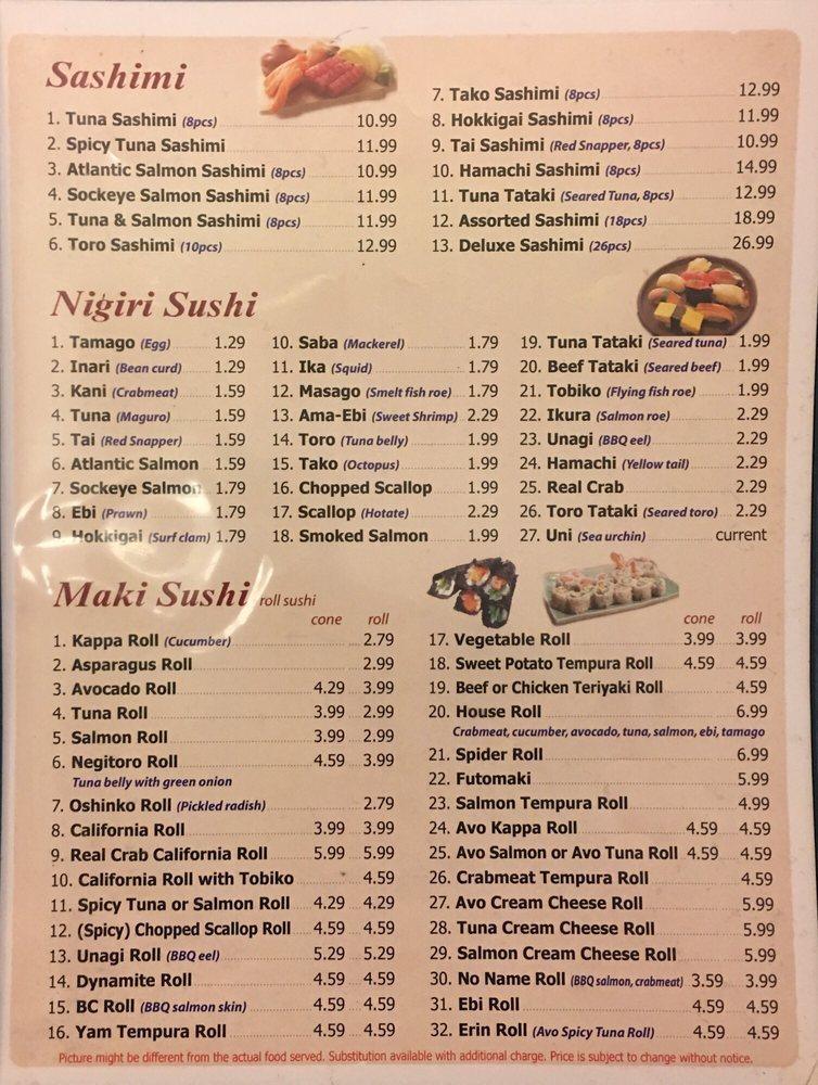 Menu at Akane Japanese Restaurant, Langley Township