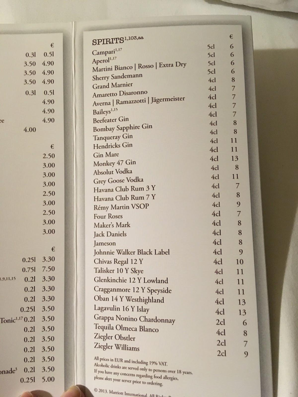 Menu at BISTRO restaurant, Munich, Orleansstraße 81-83