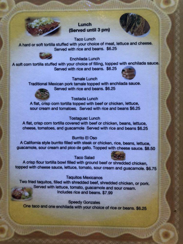 Menu at El Oso Mexican Grill pub & bar, Columbia