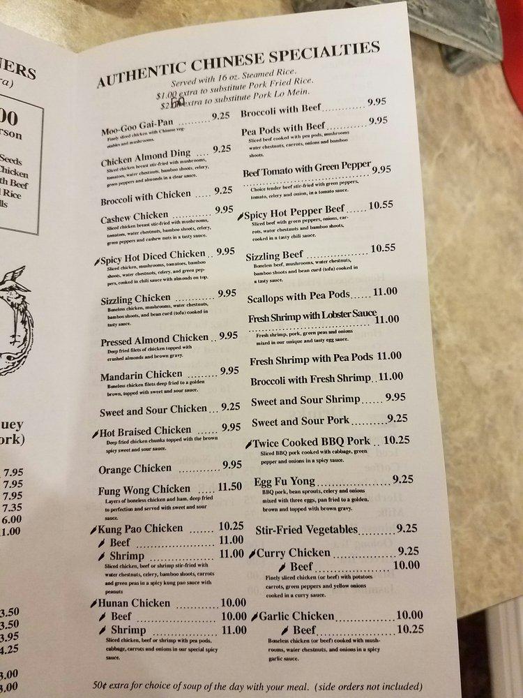 Menu at New Fong's restaurant, Rexburg