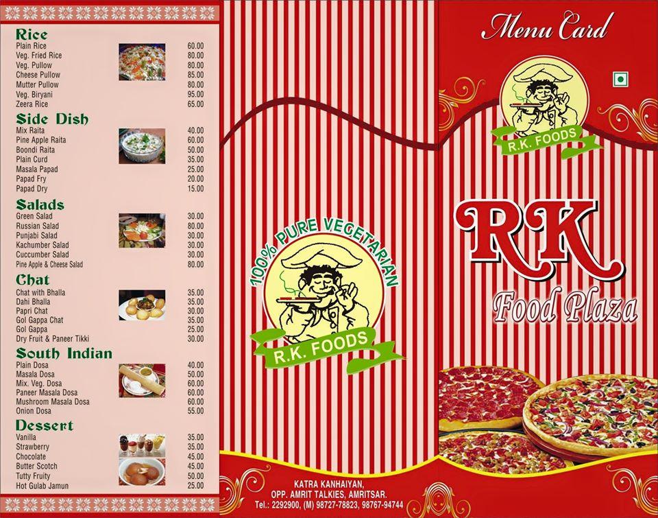 Menu at R K Food Plaza, Amritsar