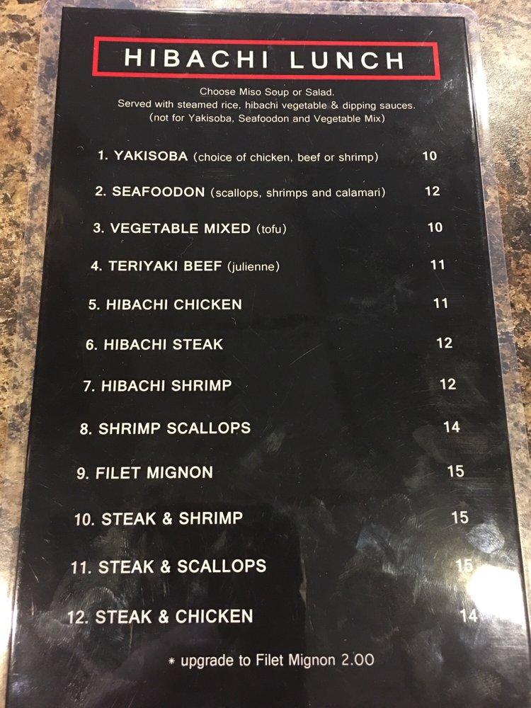 Menu at Soho Sushi and Teppanyaki restaurant, Roseville
