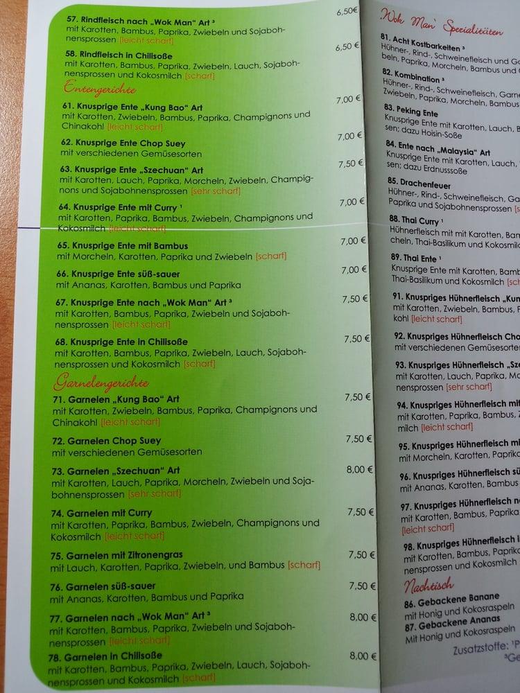 Speisekarte von WOK MAN restaurant, Darmstadt