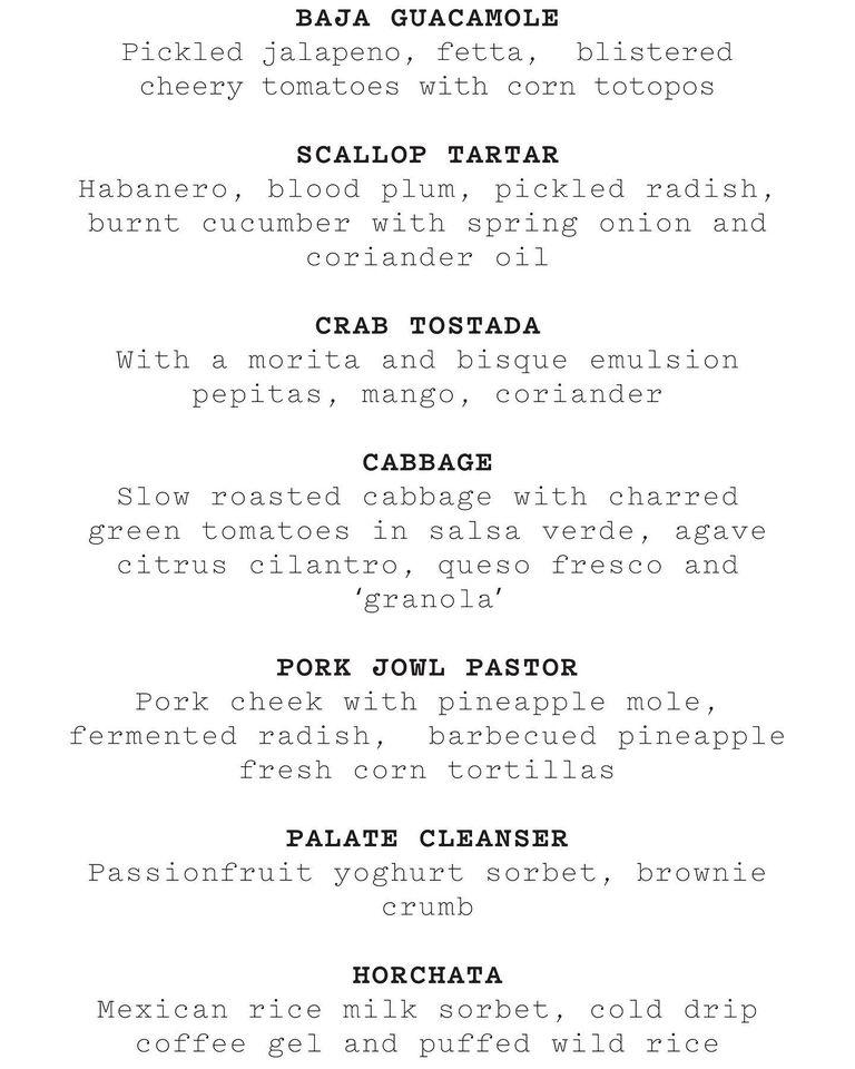 Menu at Baja Modern Mexican restaurant, Fortitude Valley, 211 Brunswick St