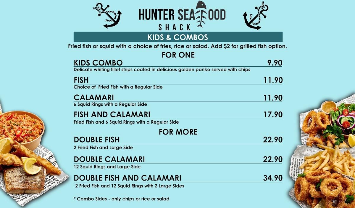 Menu at Hunter Seafood Shack restaurant, Raymond Terrace