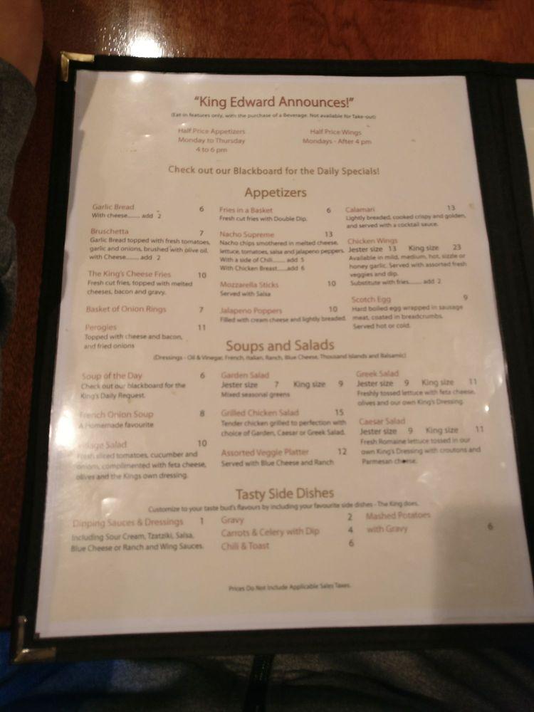 Menu at King Edward's Arms pub & bar, Markham