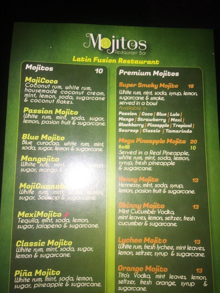 Carta del pub y bar Mojitos, Nueva York, 81-01 Northern Blvd
