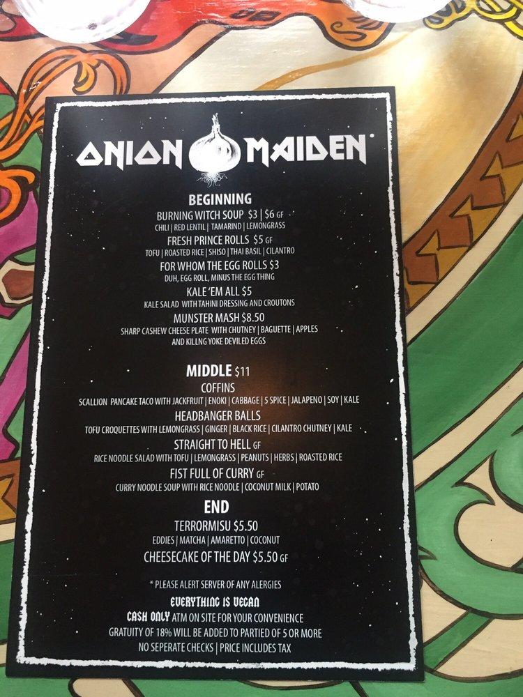 Menu at Onion Maiden restaurant, Pittsburgh