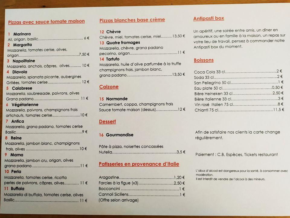 Menu at Passion Pizza pizzeria, Saint-Cyprien