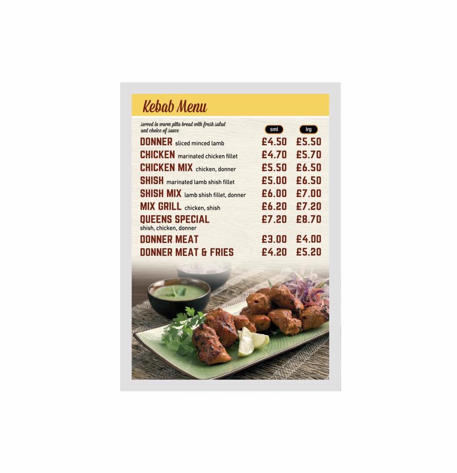 Menu at Queens Chicken and Pizza BBQ, Lytham