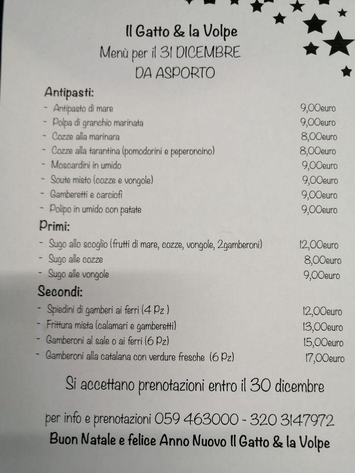 Menu da Il Gatto e La Volpe ristorante, Magreta