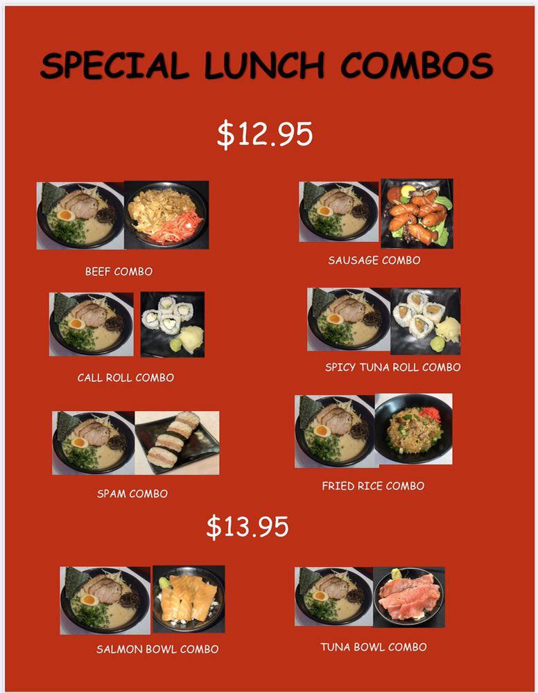 Menu at Tonkotsu House Ramen restaurant, El Monte