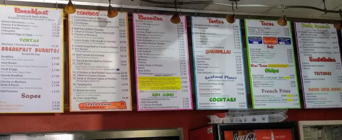 Menu at Cotijas Mexican Food restaurant, San Diego, Tierrasanta Blvd
