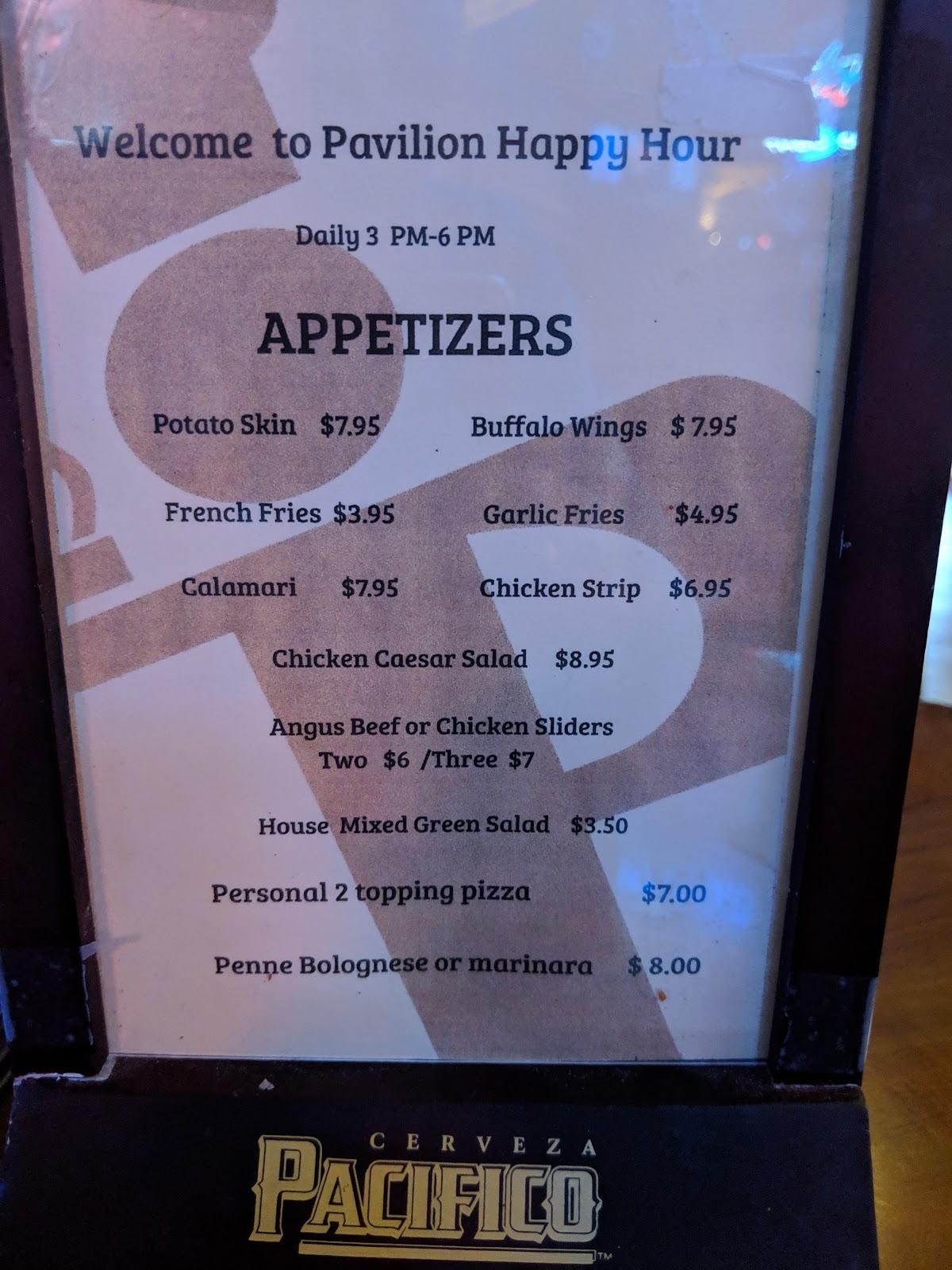 Menu at Pavilion Bar & Grill, Clayton