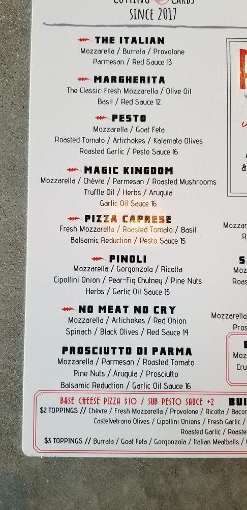 Menu at Red Bench Pizza Eagle pizzeria, Eagle