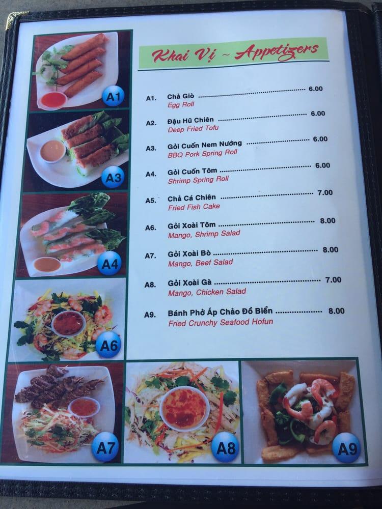 Menu at Vietnam House Restaurant, Alameda