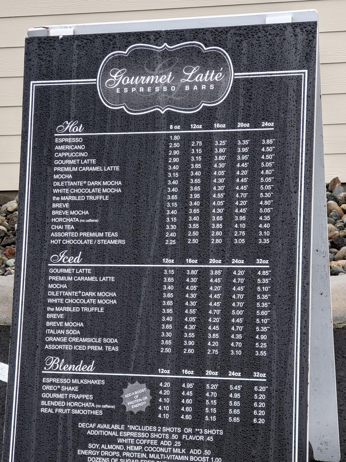 Menu at Gourmet Latte, Lynnwood, Alderwood Mall Pkwy