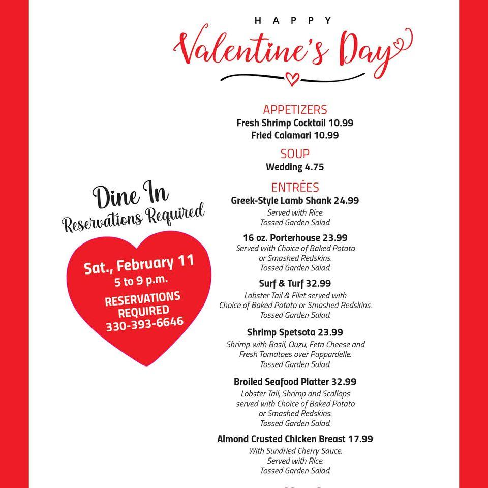 Menu at Saratoga Restaurant & Catering, Warren