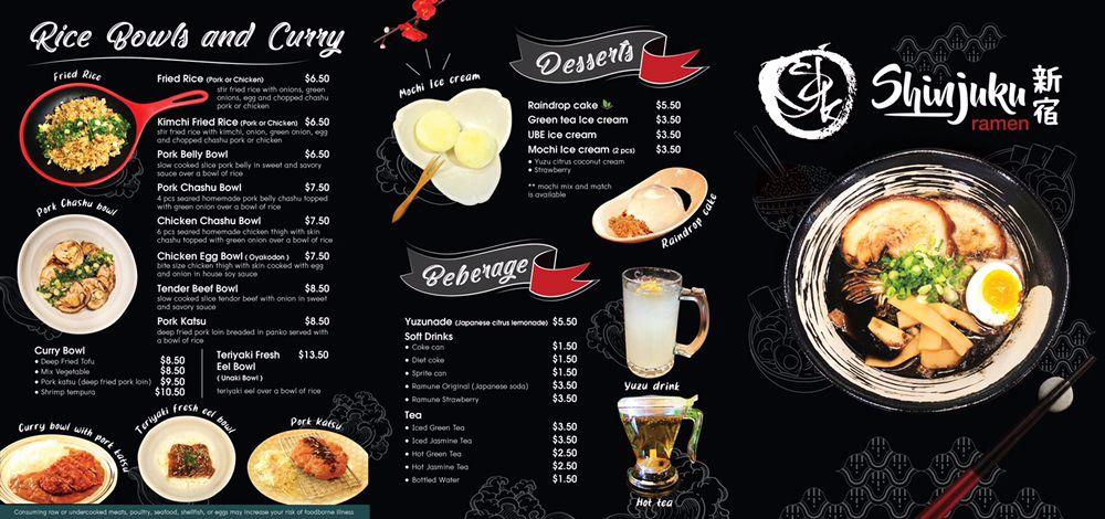 Menu at Shinjuku Ramen restaurant, Las Vegas