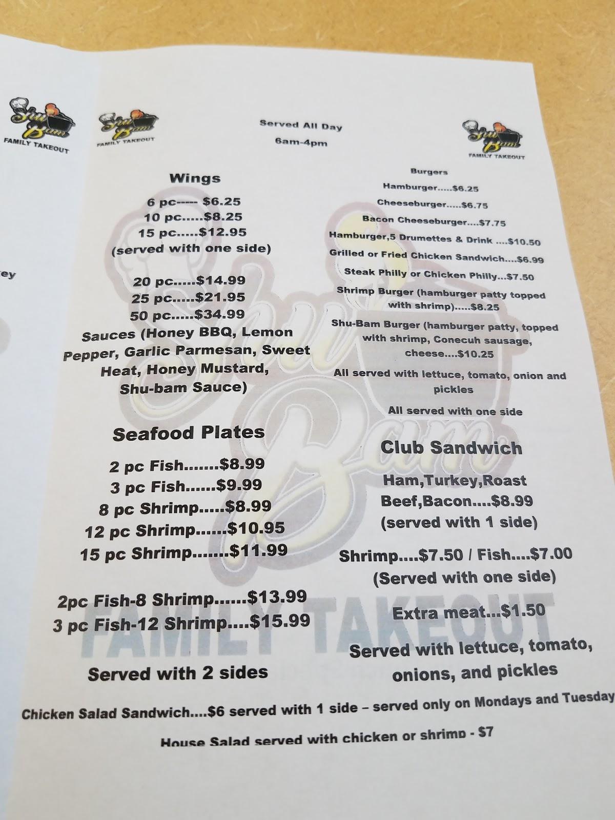 Menu at Shu Bam restaurant, Mobile