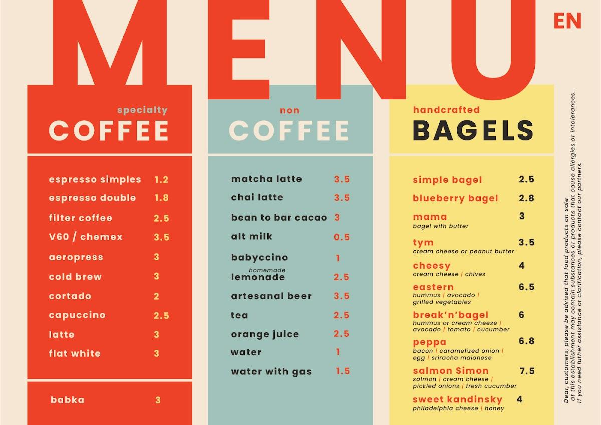 Menu em Thank You Mama café, Lisboa