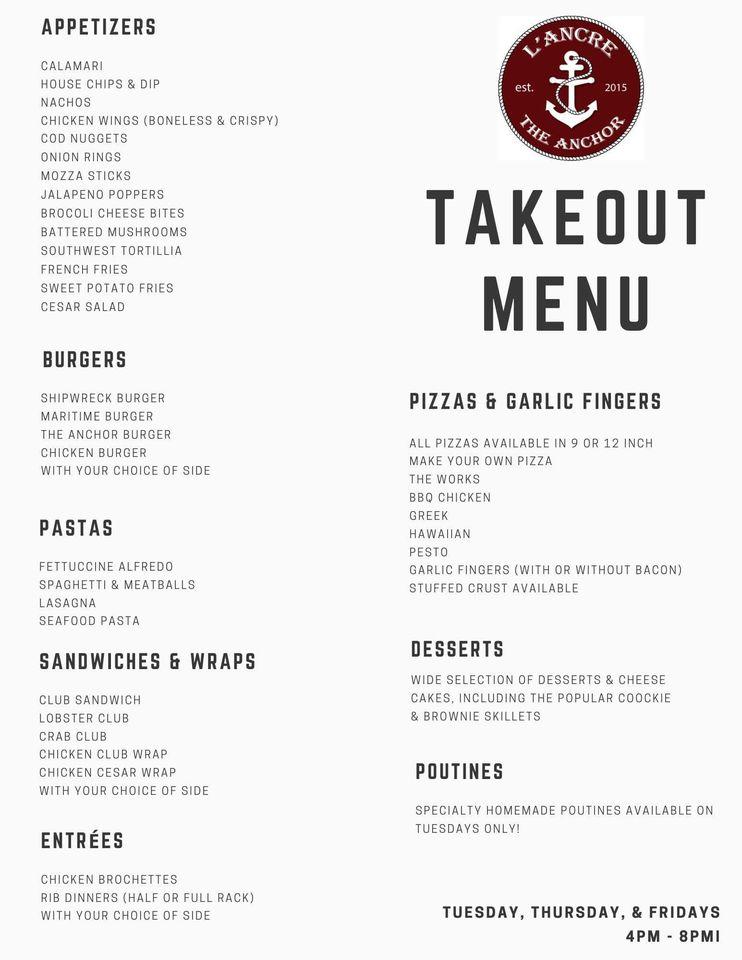 Menu at The Crossbar, Blanc-Sablon