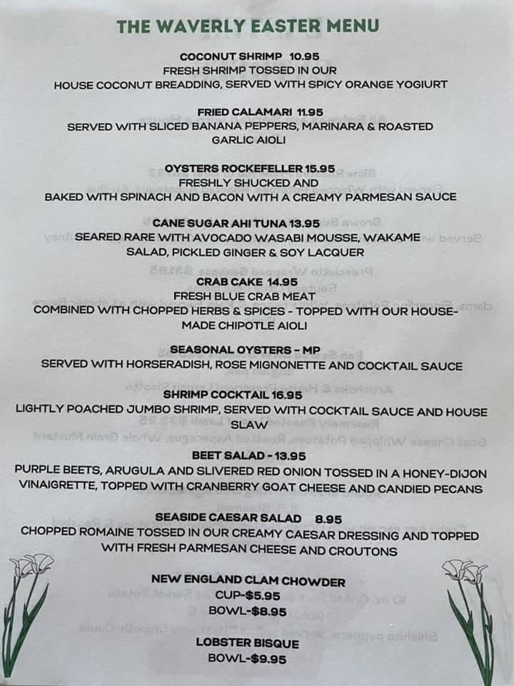 Menu at The Waverly Restaurant & Bar, Englewood