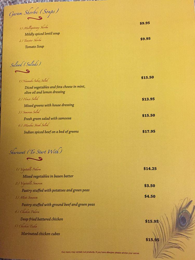 Menu at Chef Abhi's Classic Indian Cuisine restaurant, Terrace