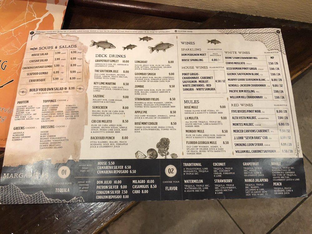 Menu at Wahoo Seafood Grill & Sports Bar, Tallahassee