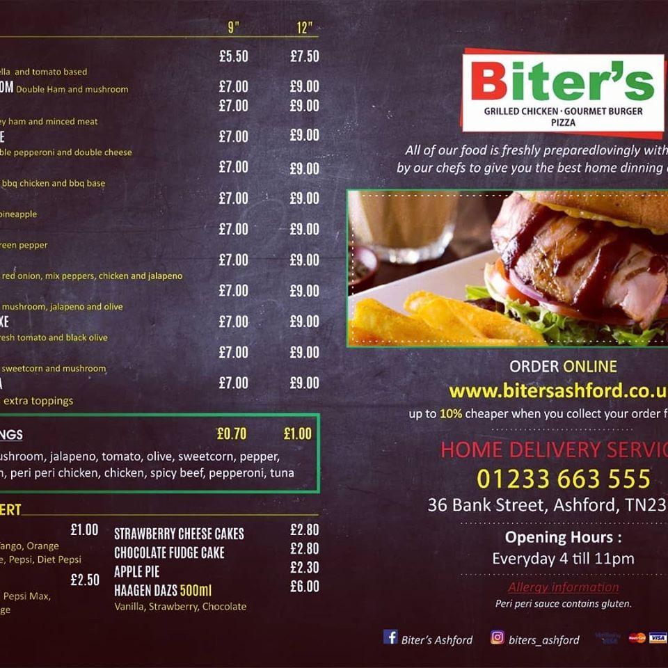 Menu at Biters Ashford restaurant, Ashford