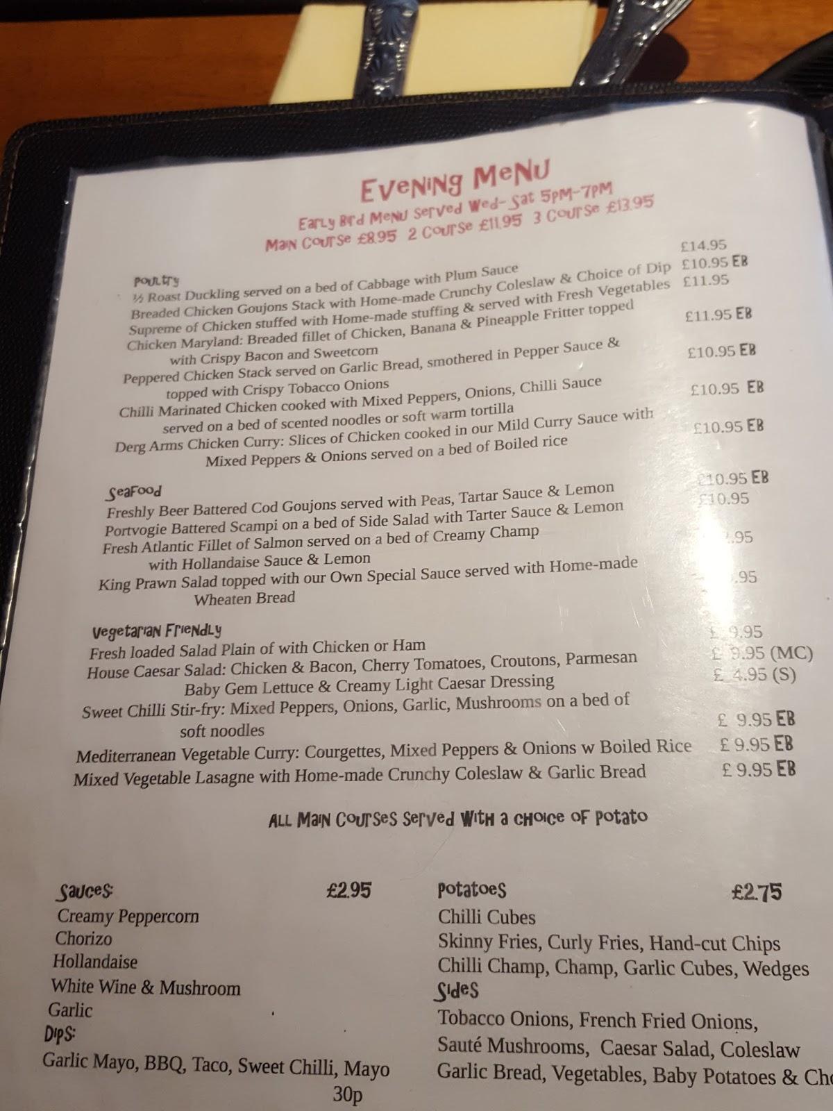 Menu at Derg Arms pub & bar, Castlederg