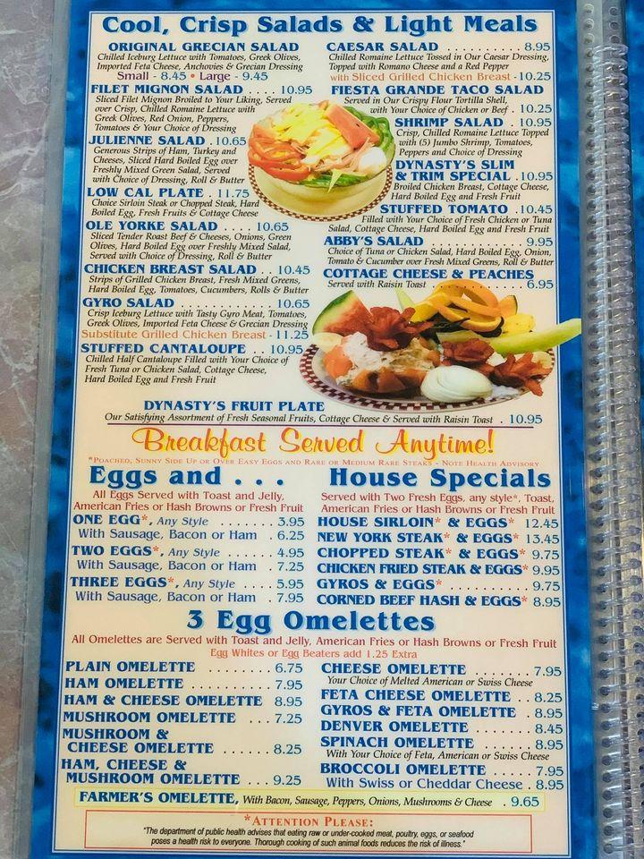 Menu at Dynasty Family Restaurant, Racine
