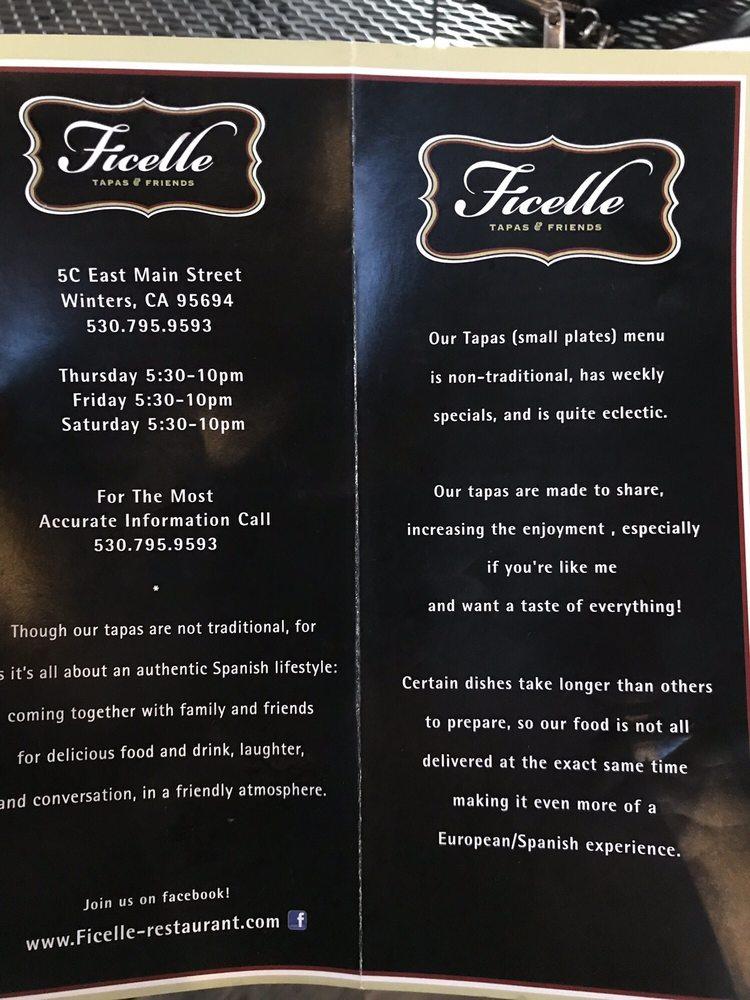 Menu at Ficelle pub & bar, Winters